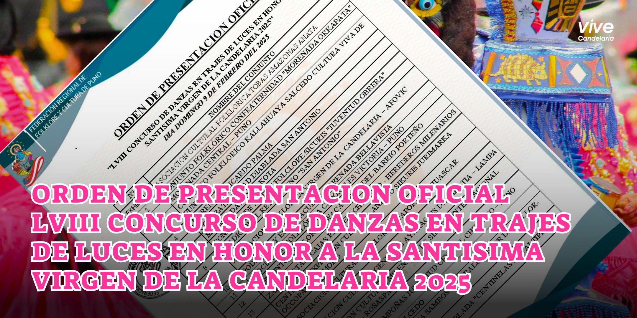 Orden de Presentación Oficial - LVIII Concurso de Danzas en Trajes de Luces Virgen de la ...